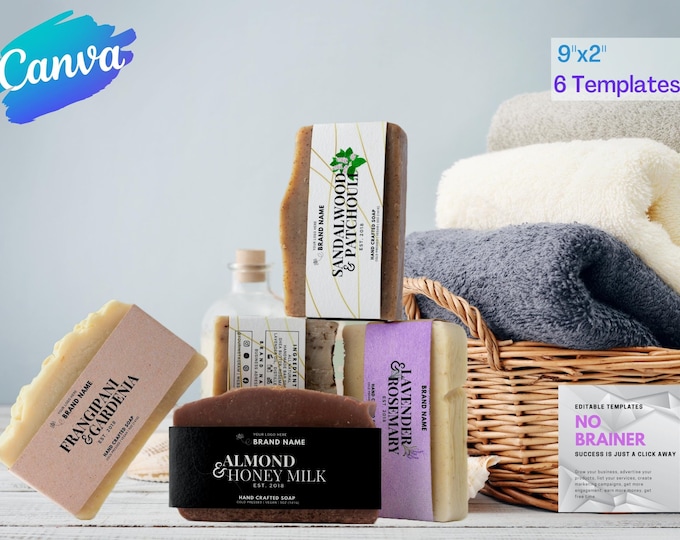 DIY Product Label. Editable Soap Label Templates. 6 Soap Bar - Etsy