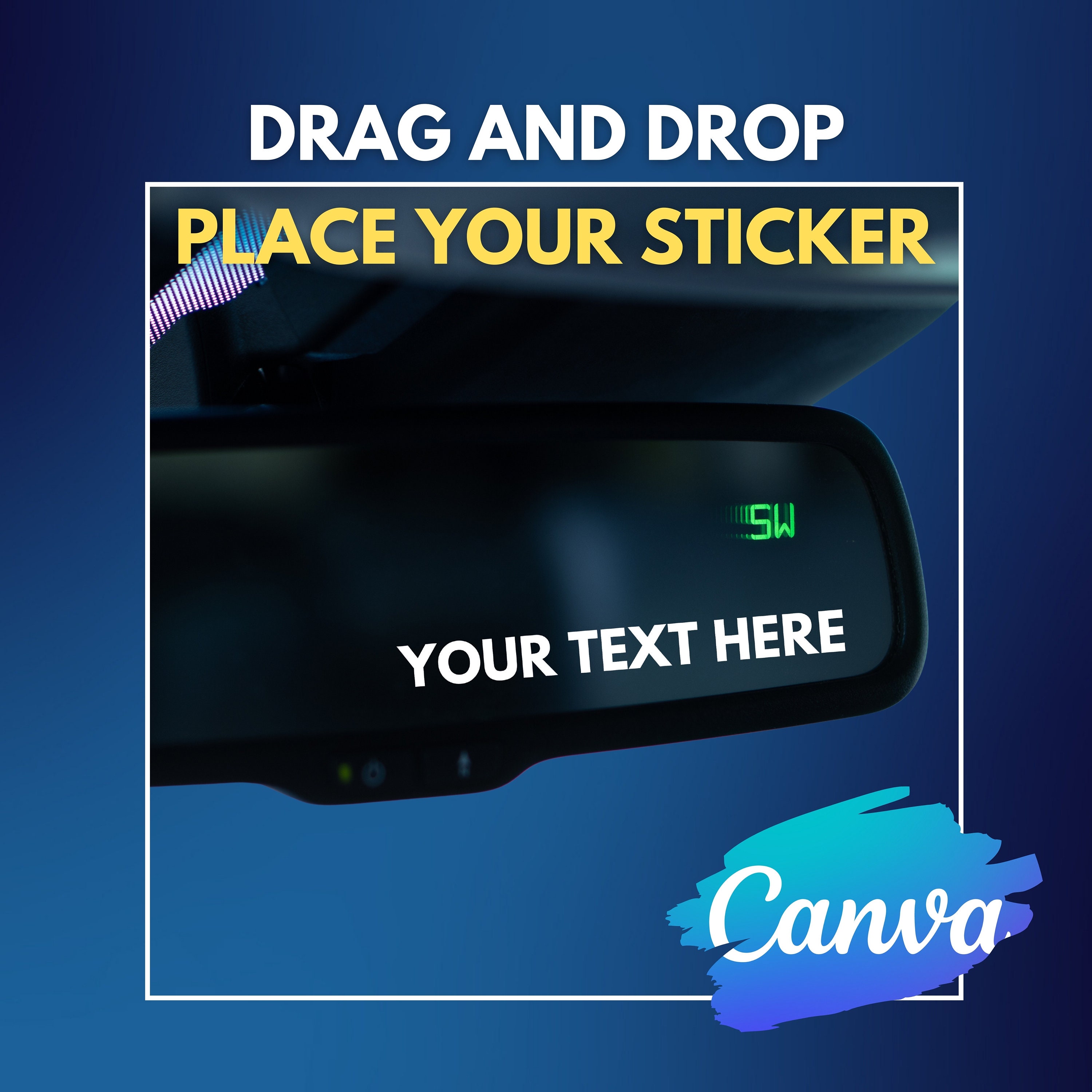 Car Mirror Mockup | Drag & Drop Decal, Sticker Template (canva) - Etsy