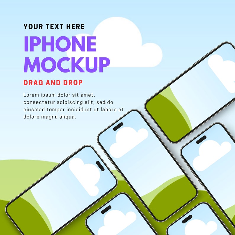 32 iPhone 15 Screen Mockup Bundle-drag and Drop Canva Frame Mockup ...