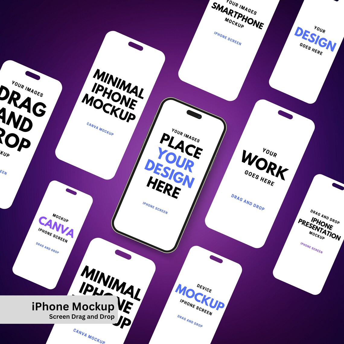 IPhone 15 Screen Mockup Bundle - Canva Drag & Drop Frames (digital ...