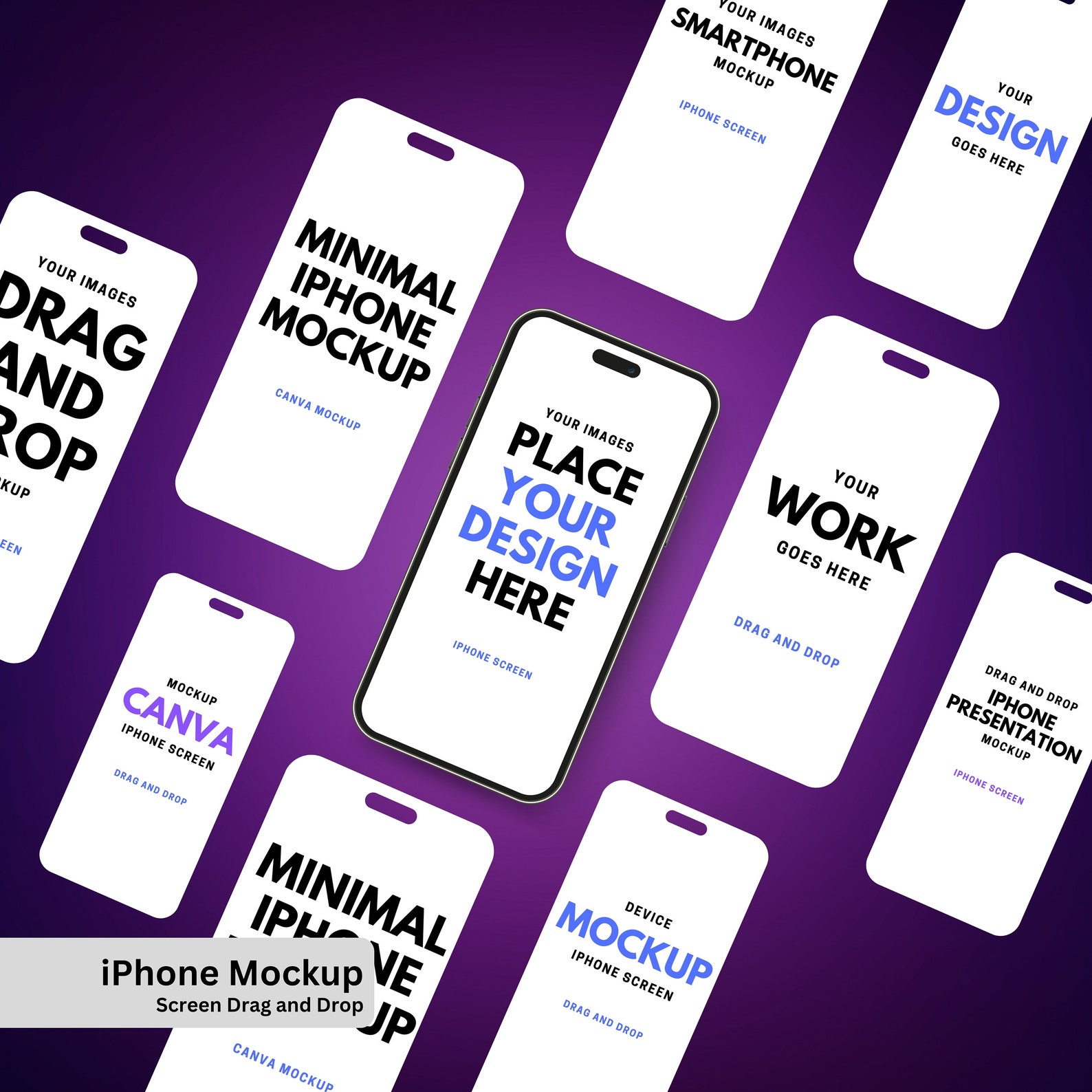 IPhone 15 Screen Mockup Bundle - Canva Drag & Drop Frames (digital ...