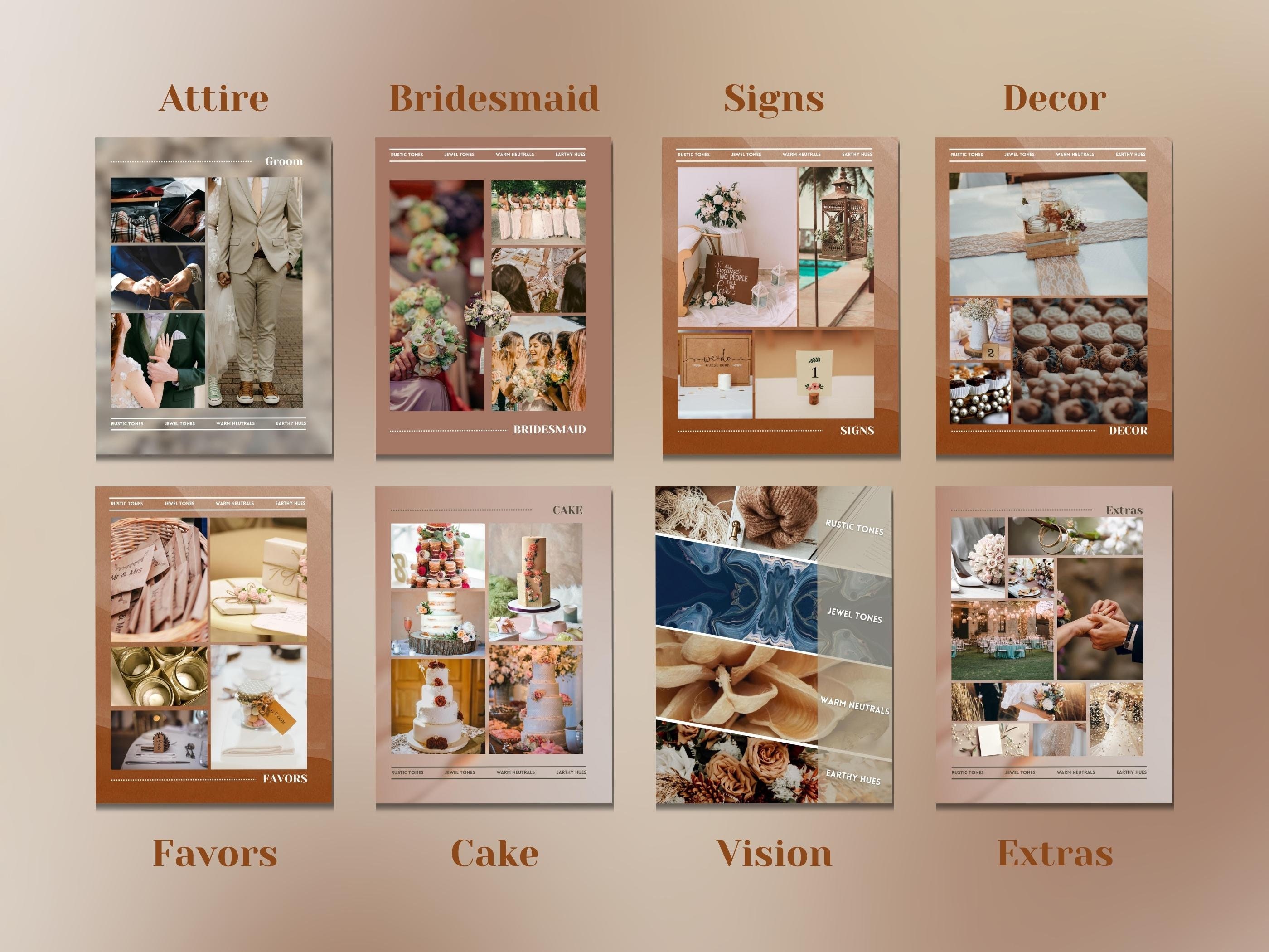 Wedding Mood Board Template, Canva Editable Digital Planner for Wedding ...