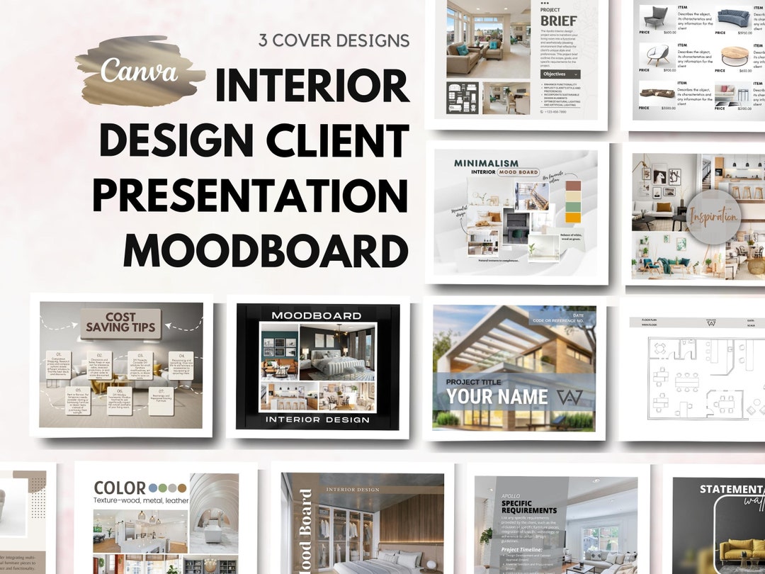 Interior Presentation Design Guide Moodboard Template in Canva.digital ...