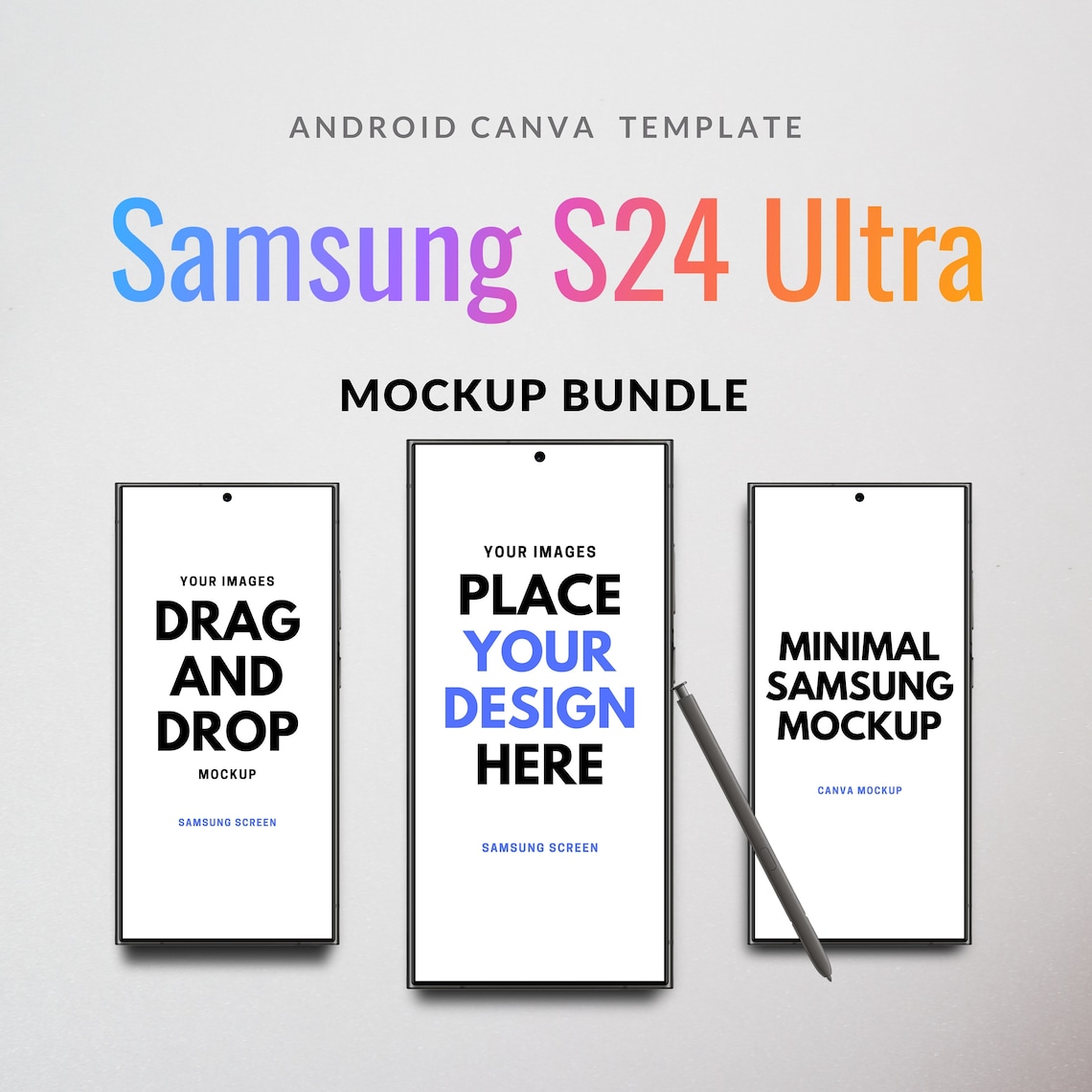 Samsung S24 Ultra Screen Mockup Bundle X 35 Drag and Drop Canva Frame ...