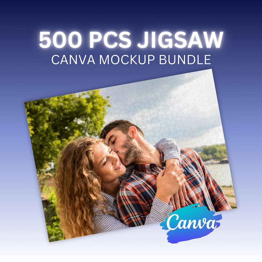 Blank Puzzle Template 500 Piece Jigsaw Canva Mockup for Custom Photo ...