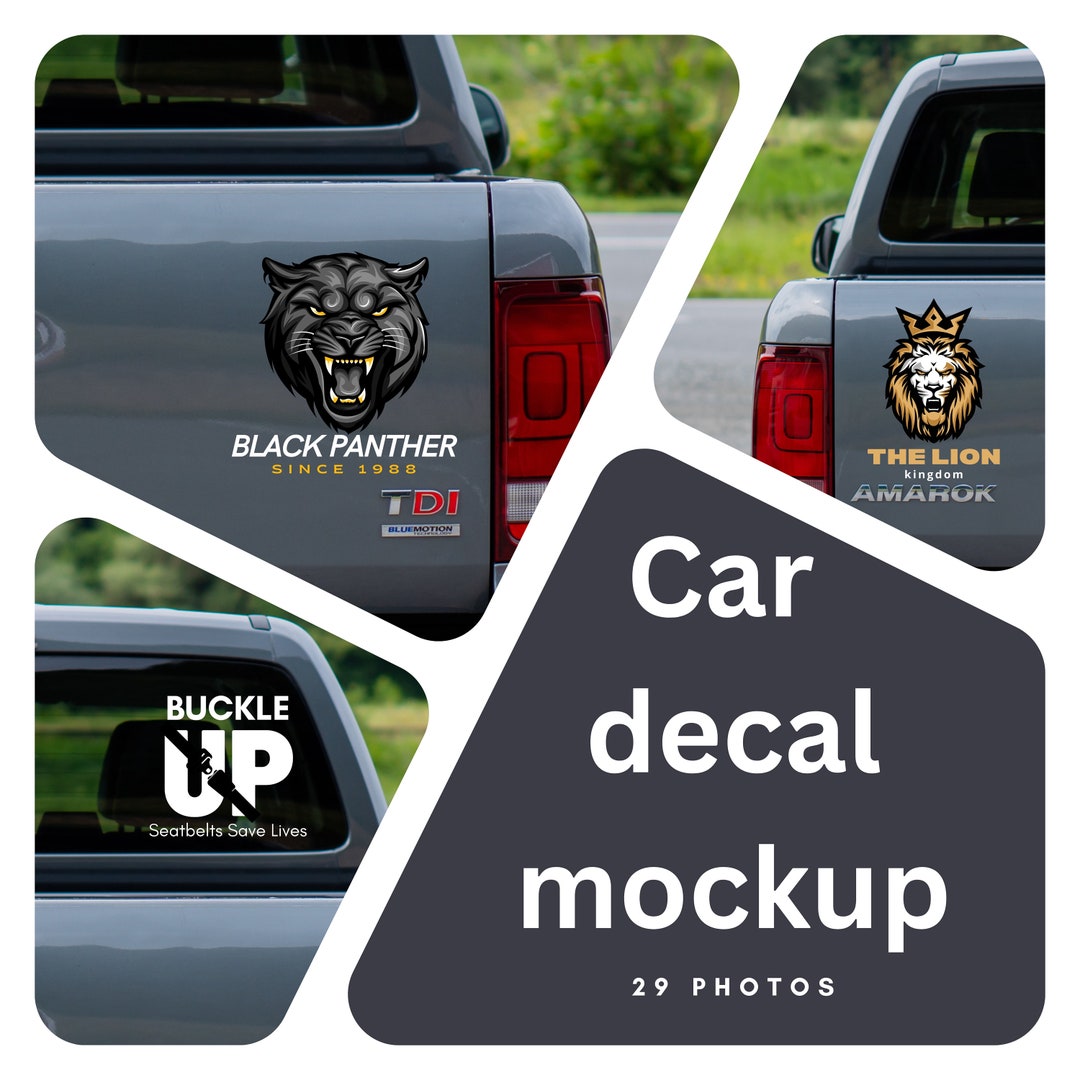 29 Bumper Sticker Mockup Photos-pick up Truck Decal Mockup | Royalty ...