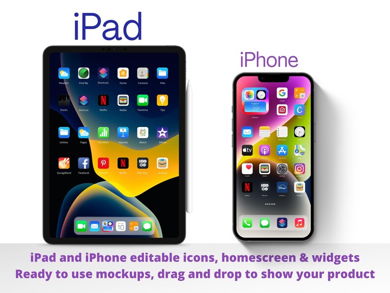 IPhone and iPad Mockup Bundle of 7. Canva Portrait and Landscape Mode ...