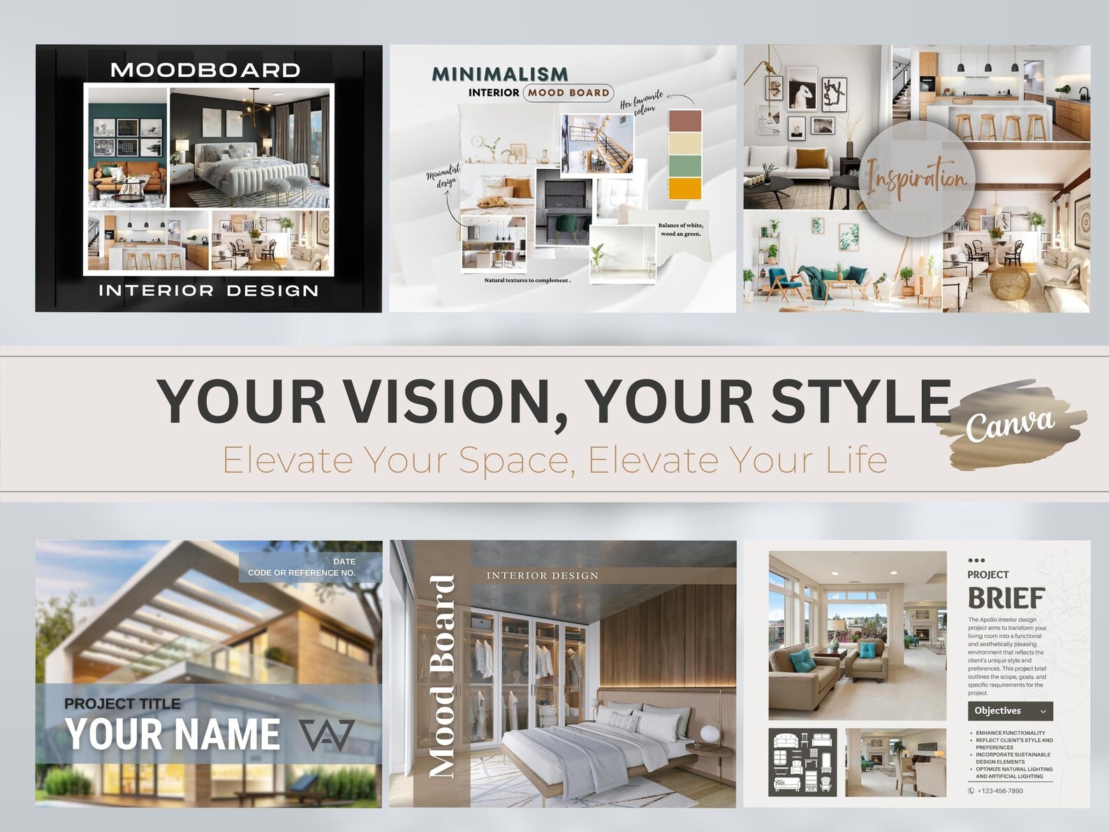 Interior Presentation Design Guide Moodboard Template in Canva.digital ...