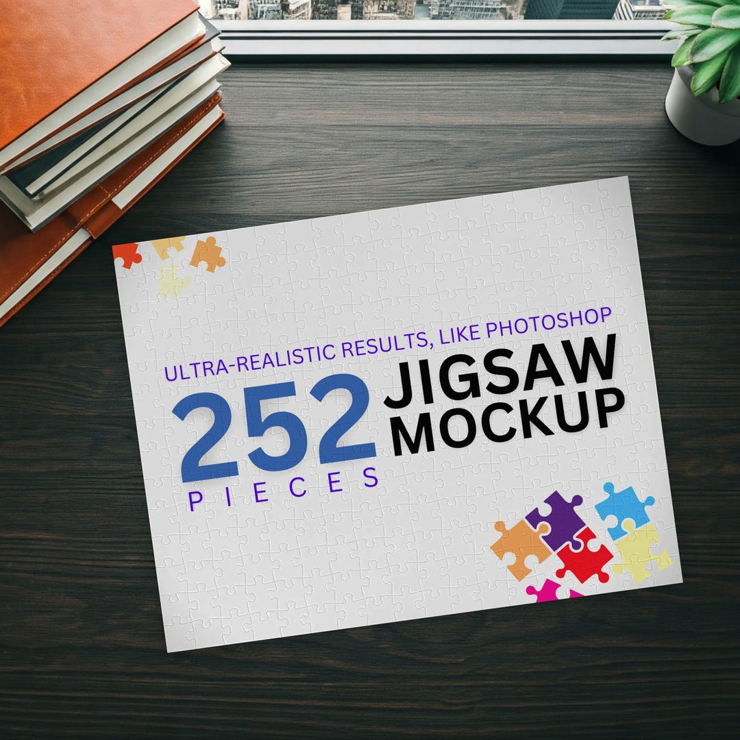 252 Piece Realistic Puzzle Mockup Canva Jigsaw Editable Sublimation ...