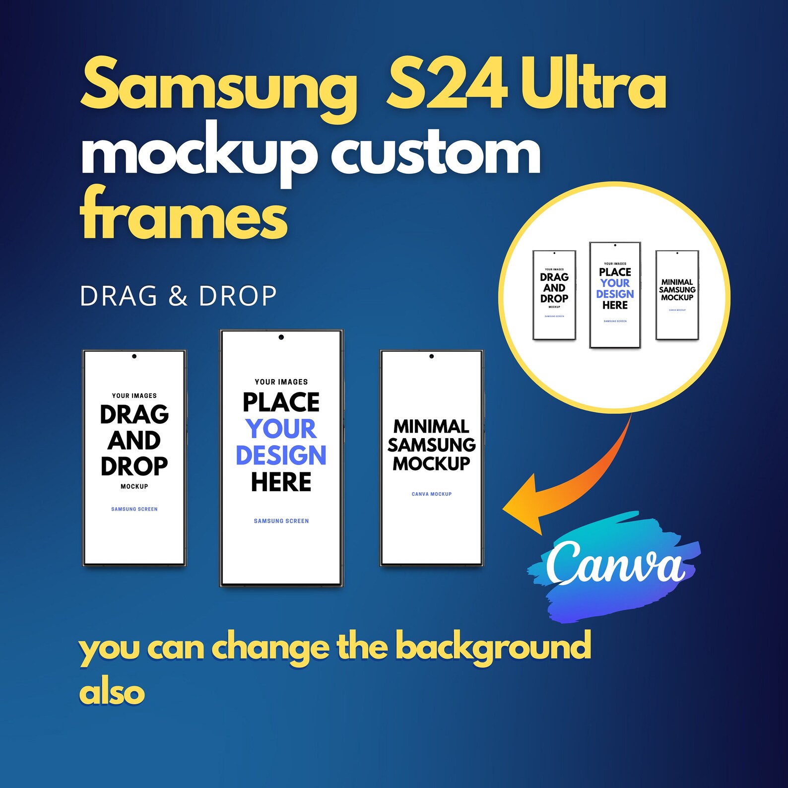 Drag and Drop Samsung S24 Ultra Screen Mockup Device Screen Canva Frame ...