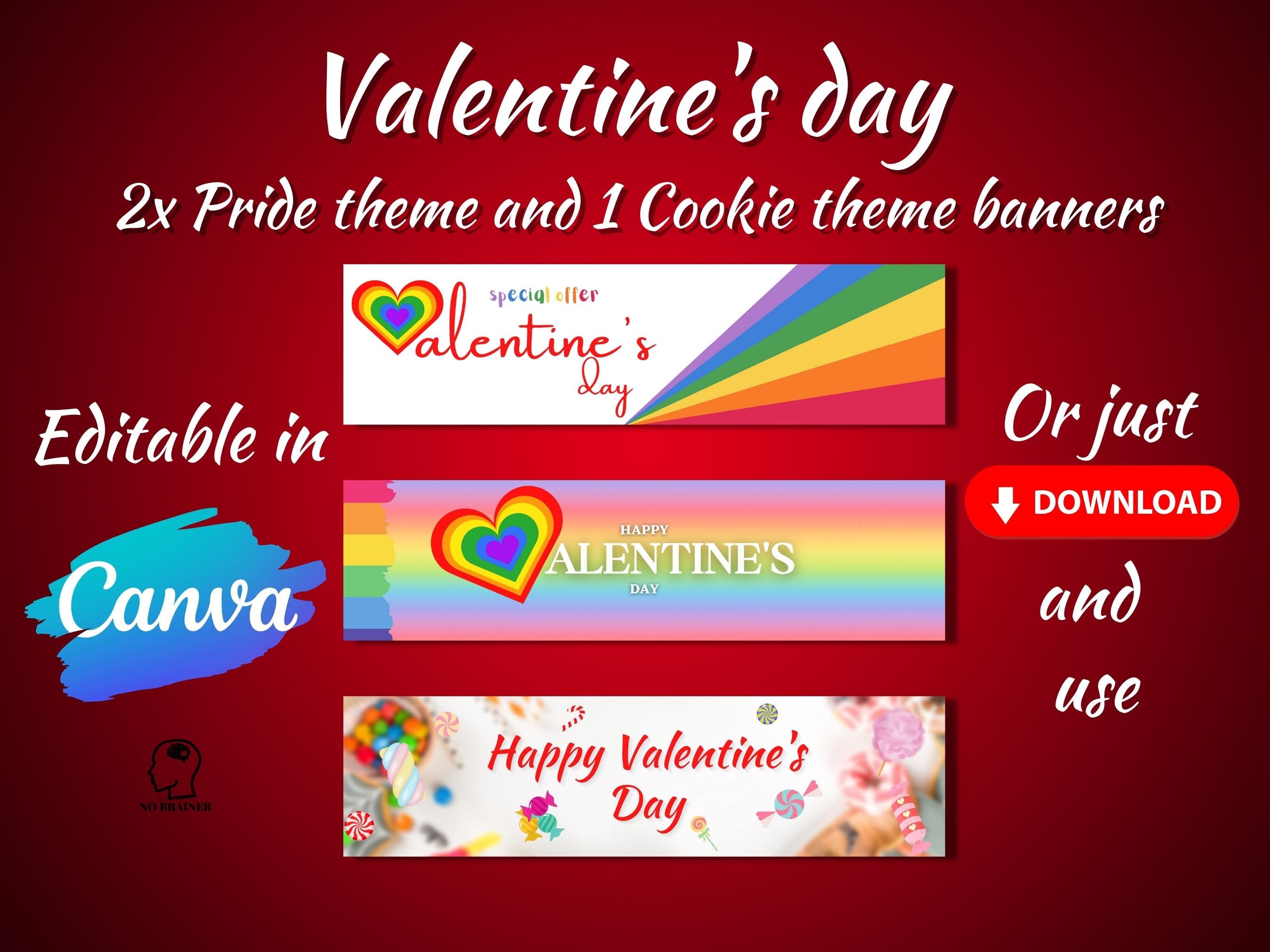 13 Valentine's Day Theme Banners-big Resolution-editable in Canva-jpg ...