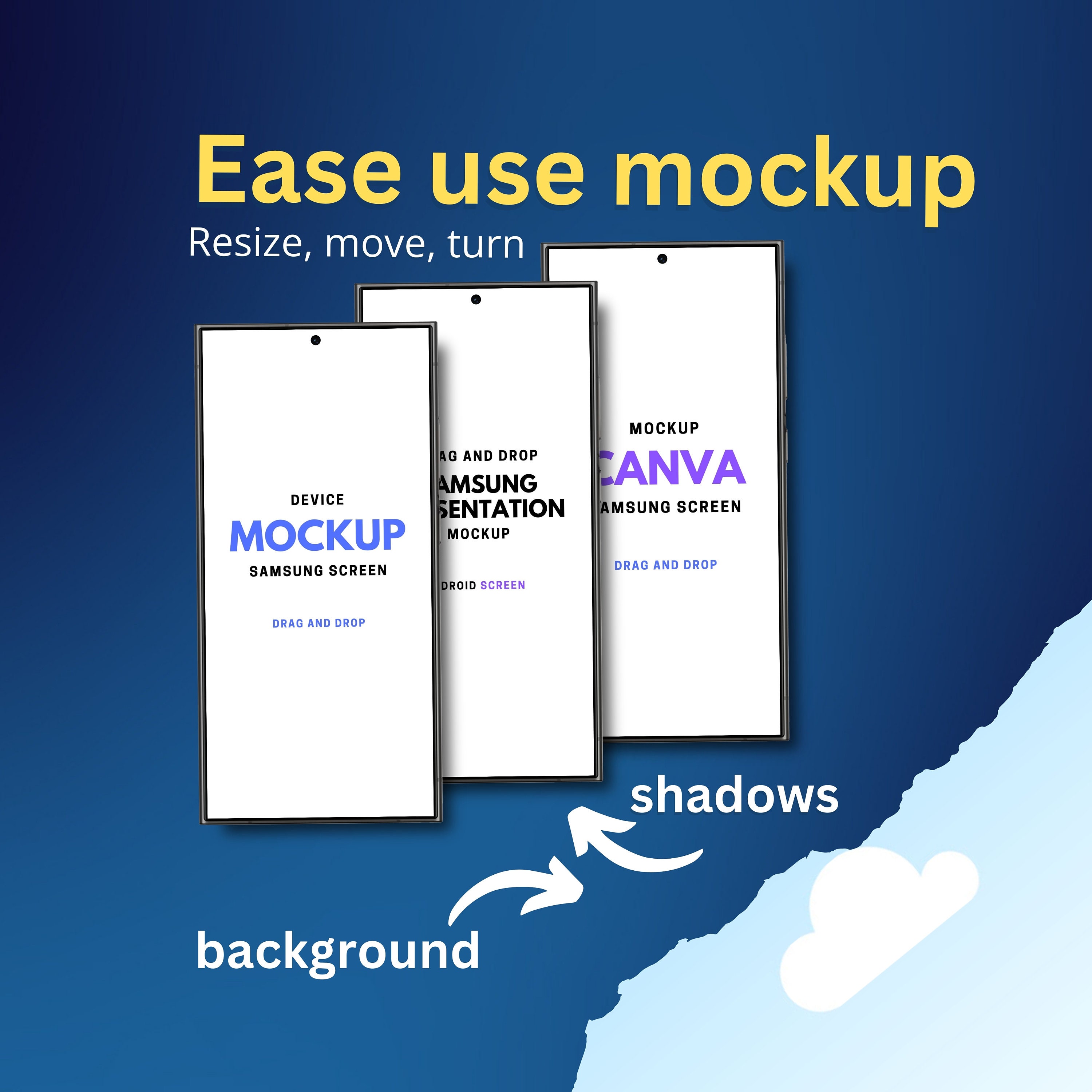 Drag and Drop Samsung S24 Ultra Screen Mockup Device Screen Canva Frame ...