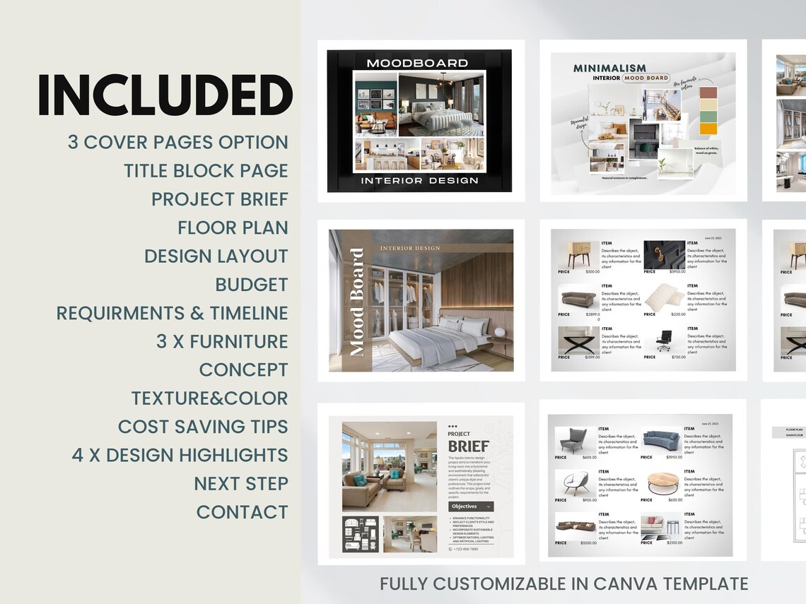 Interior Presentation Design Guide Moodboard Template in - Etsy