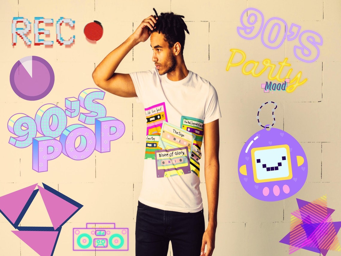 90's Cassette Tape PNG Sublimation Design. 5 PNG Clipart Editable in ...