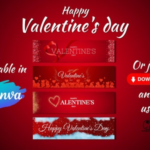 13 Valentine's Day Theme Banners-big Resolution-editable in Canva-jpg ...