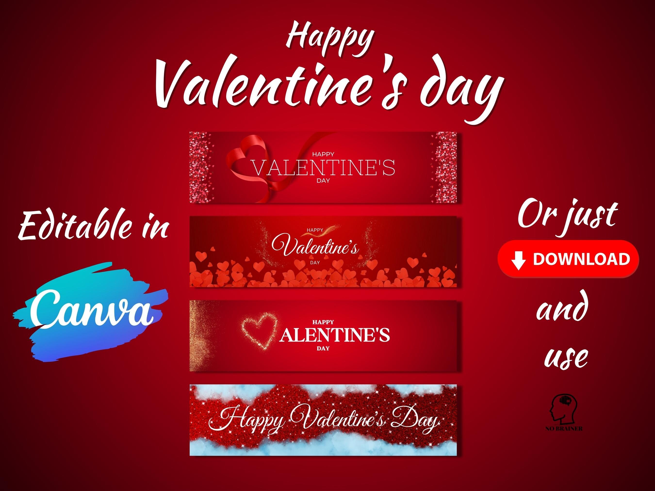 13 Valentine's Day Theme Banners-big Resolution-editable in Canva-jpg ...