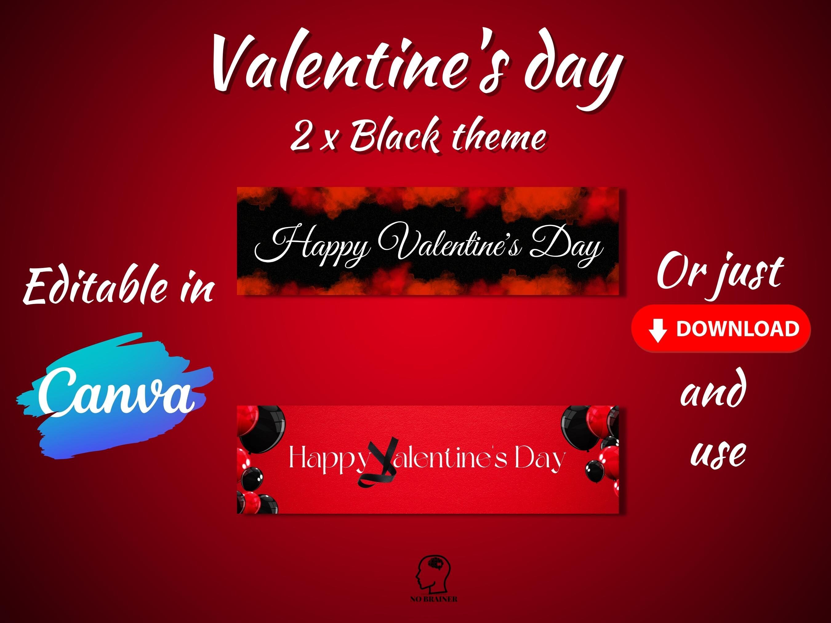 13 Valentine's Day Theme Banners-big Resolution-editable in Canva-jpg ...