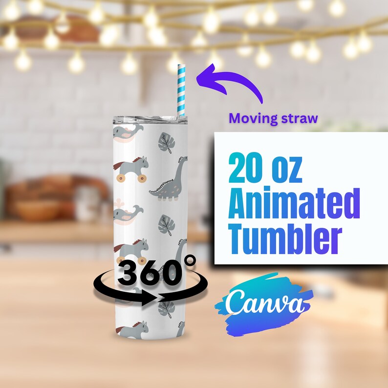 20oz Rotating 360 Degrees Tumbler Mockup Canva Design Tumbler Animation ...