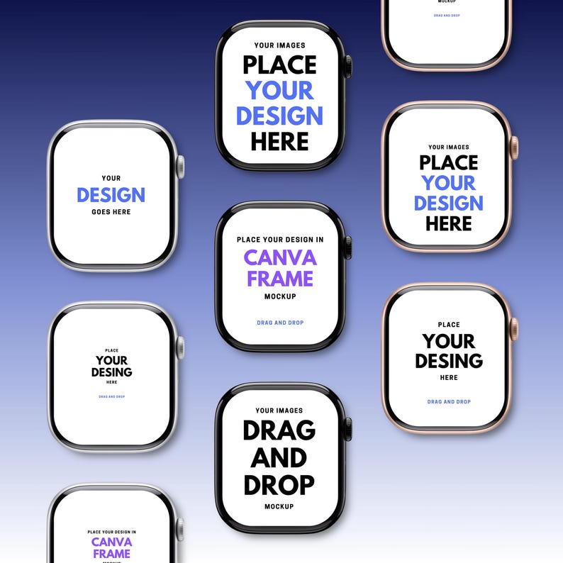 Apple Watch 10 Mockup Canva Template, Smart Watch Design (digital ...