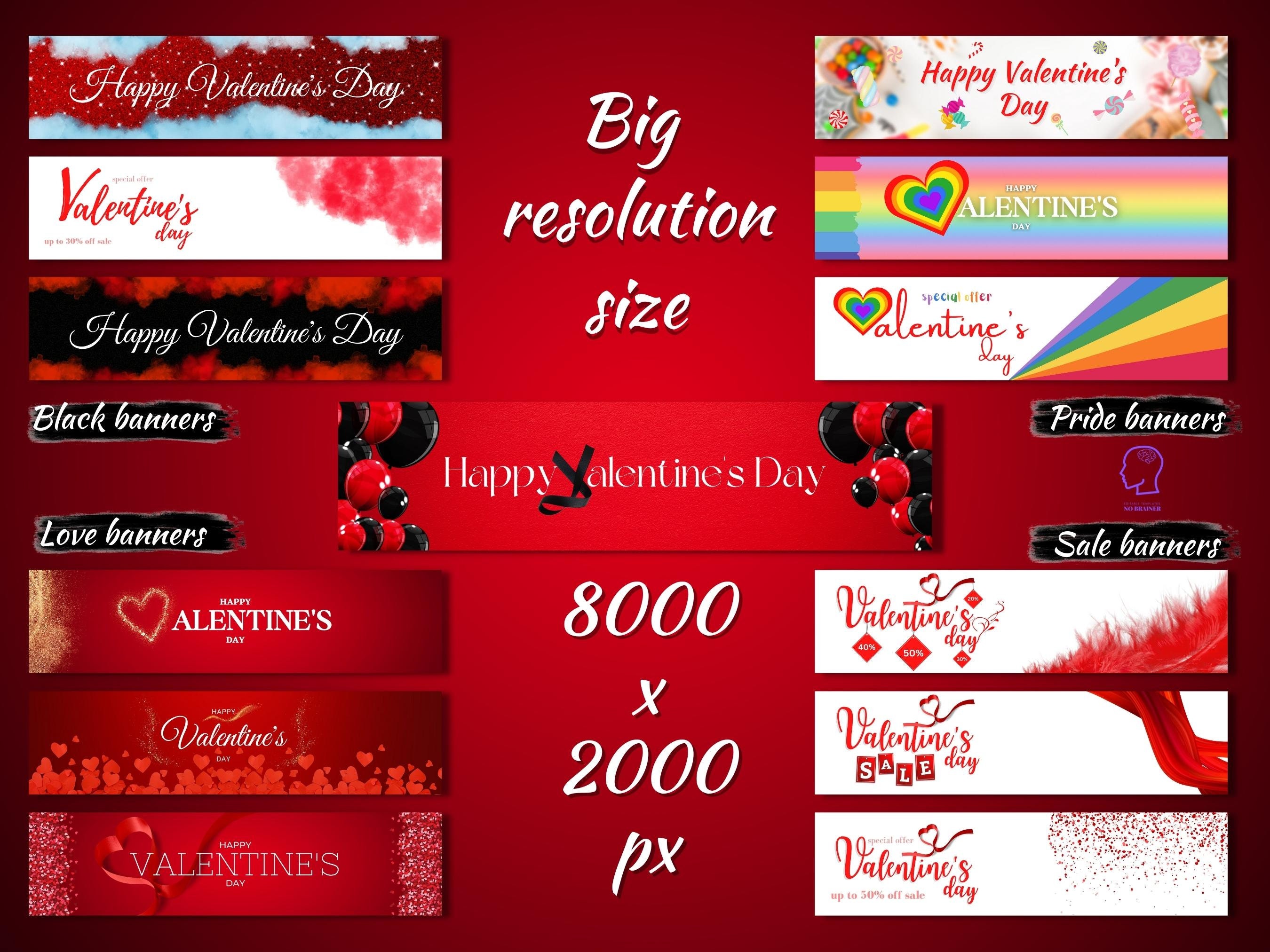 13 Valentine's Day Theme Banners-big Resolution-editable in Canva-jpg ...