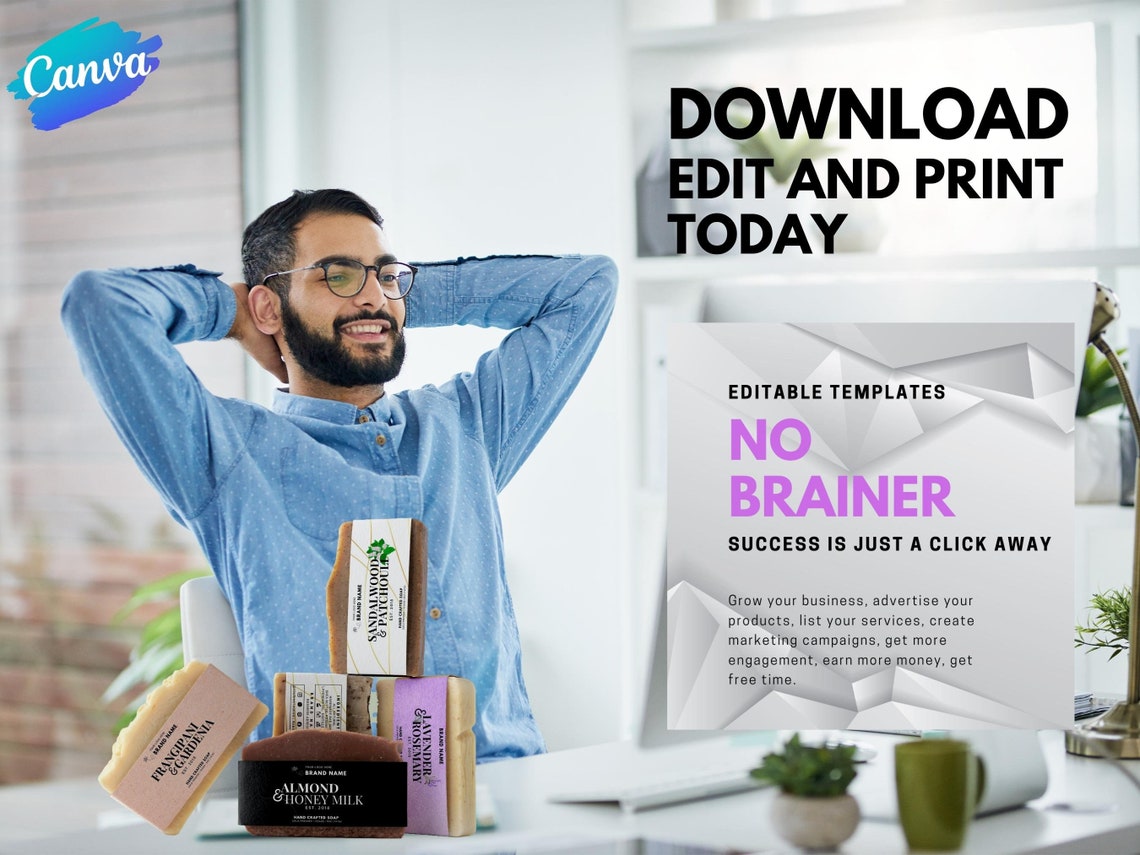 DIY Product Label. Editable Soap Label Templates. 6 Soap Bar - Etsy