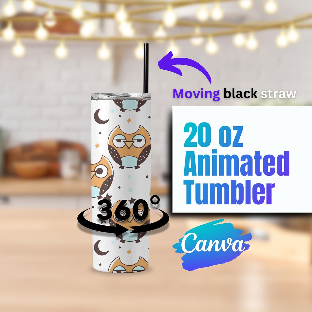 20oz Rotating Tumbler Mockup, Animated Canva Template (digital Download ...