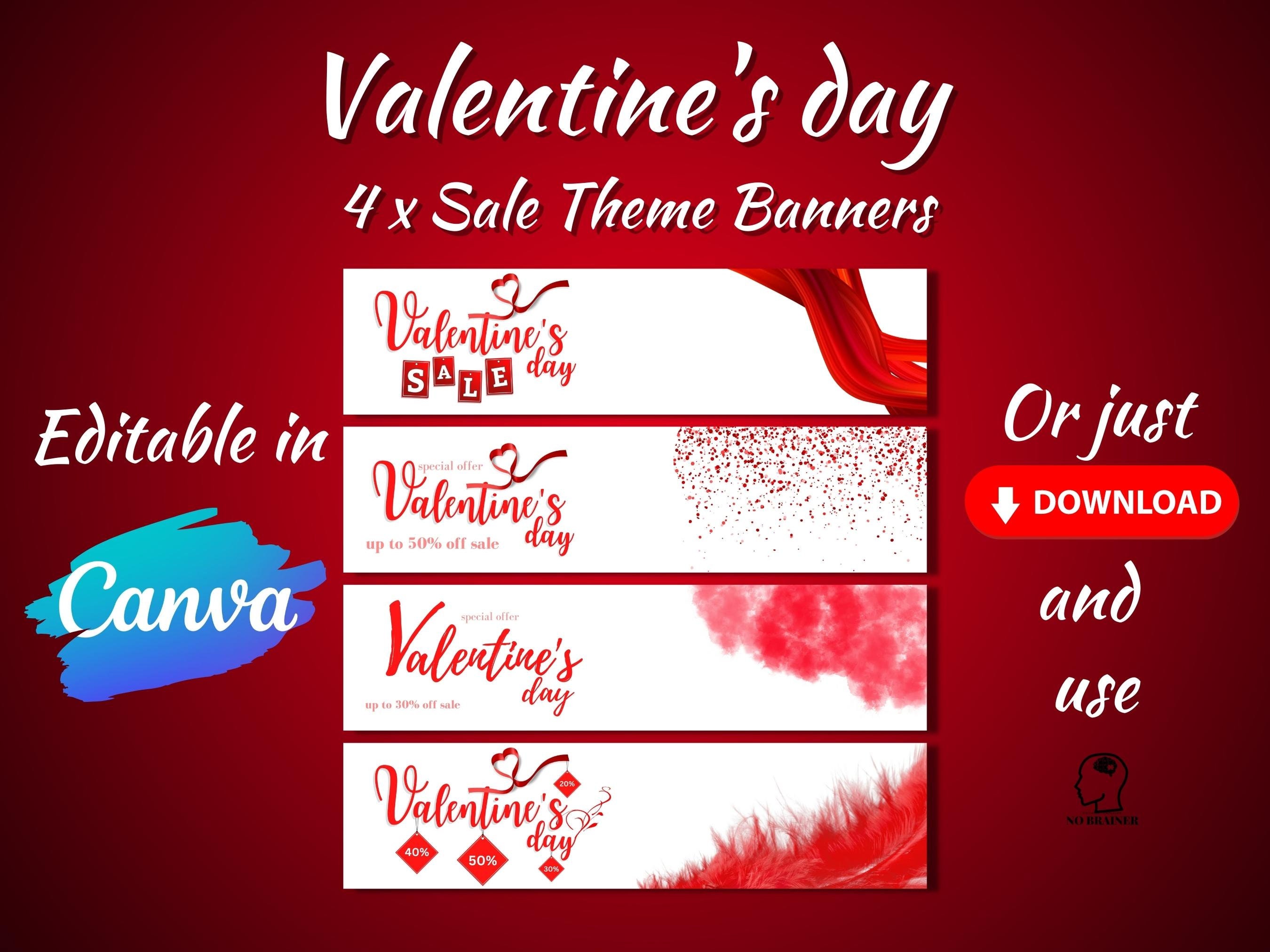 13 Valentine's Day Theme Banners-big Resolution-editable in Canva-jpg ...