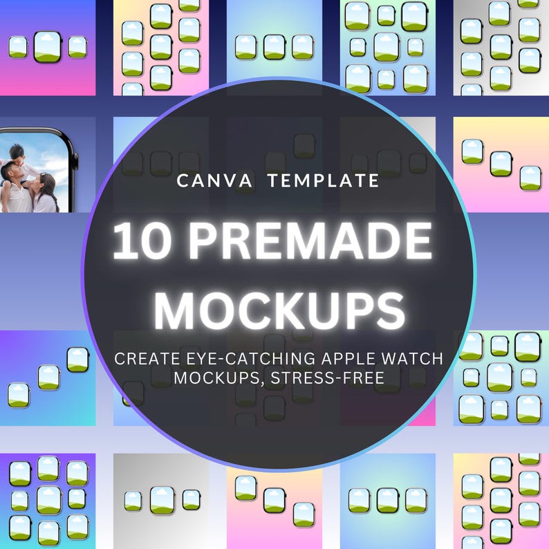 Apple Watch 10 Mockup Canva Template, Smart Watch Design (digital ...