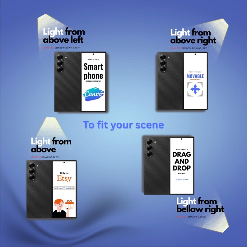 Samsung Galaxy Fold Canva Mockup, Realistic Foldable Screen (digital ...