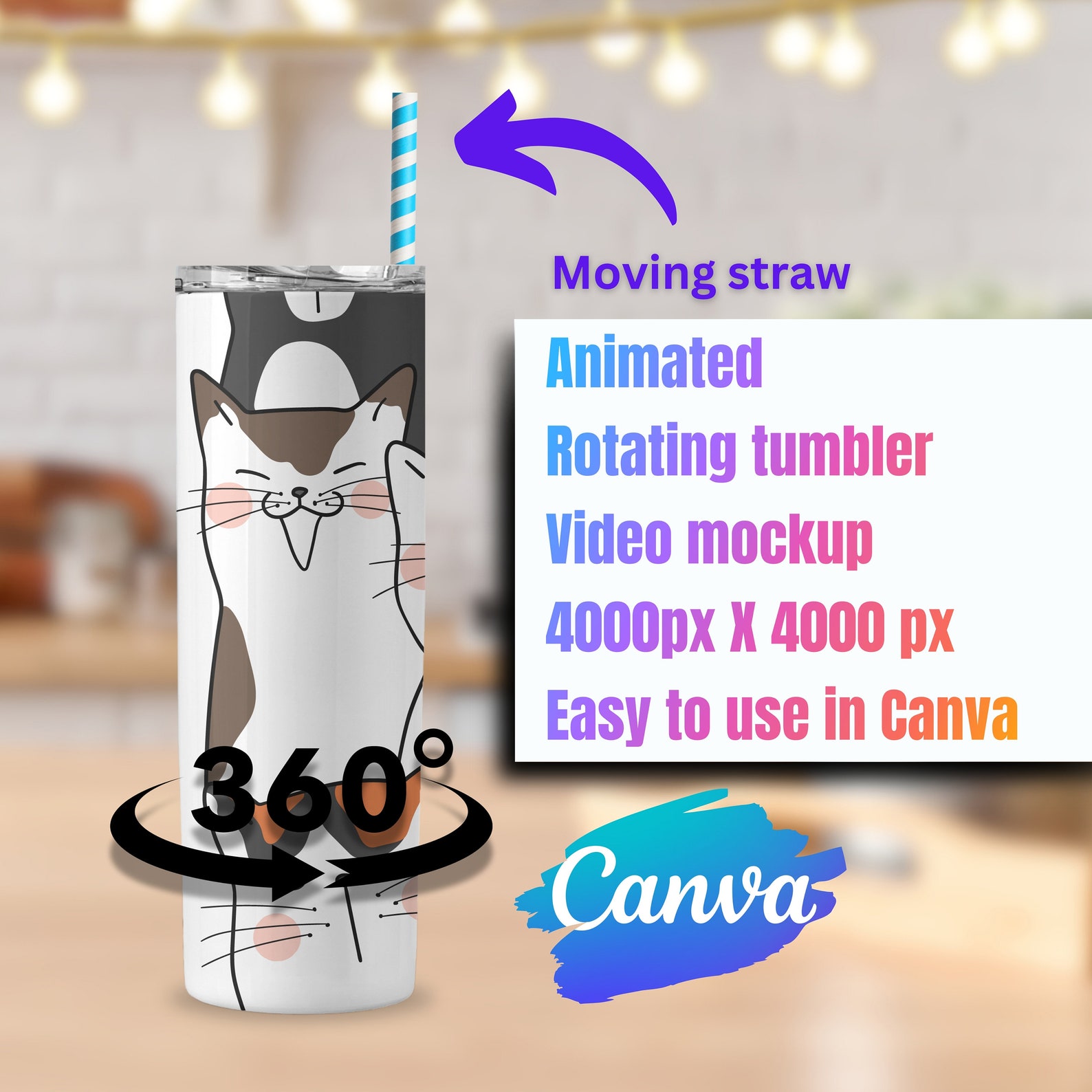 20oz Rotating 360 Degrees Tumbler Mockup Canva Design Tumbler Animation ...