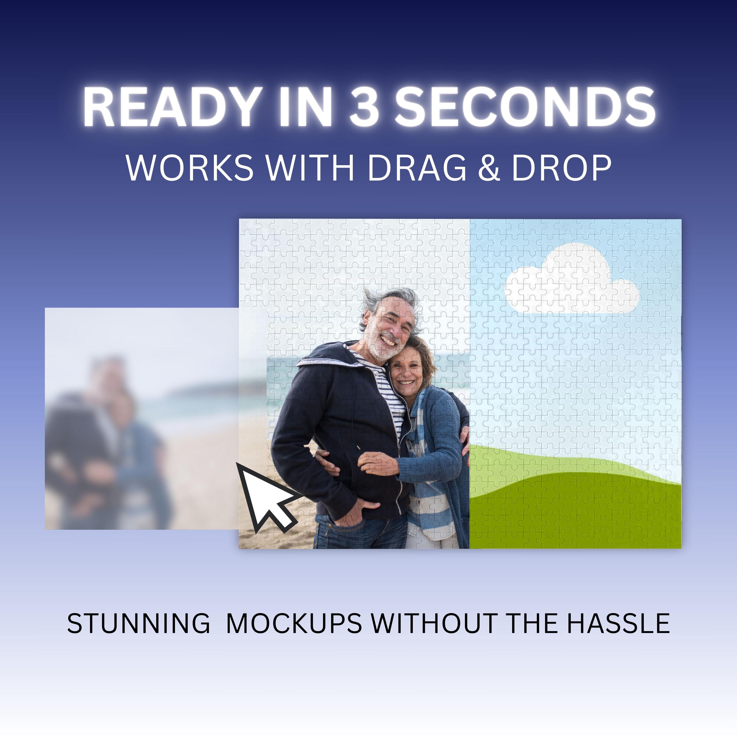 Blank Puzzle Template 500 Piece Jigsaw Canva Mockup for Custom Photo ...