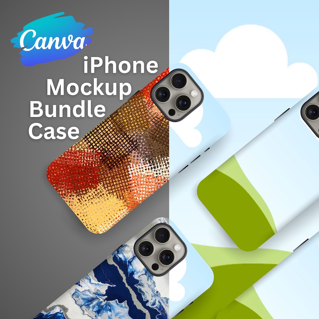 IPhone 15 Case Mockup Bundle X 10 - Drag and Drop Canva Frame Mockup ...