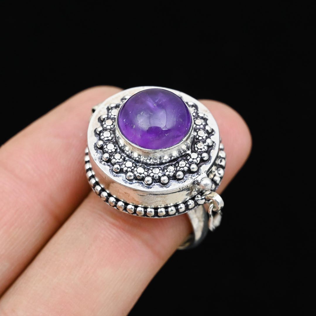 Royal Blue Amethyst Handcrafted Poisson Oxodise Ring Picture Ring Fine ...