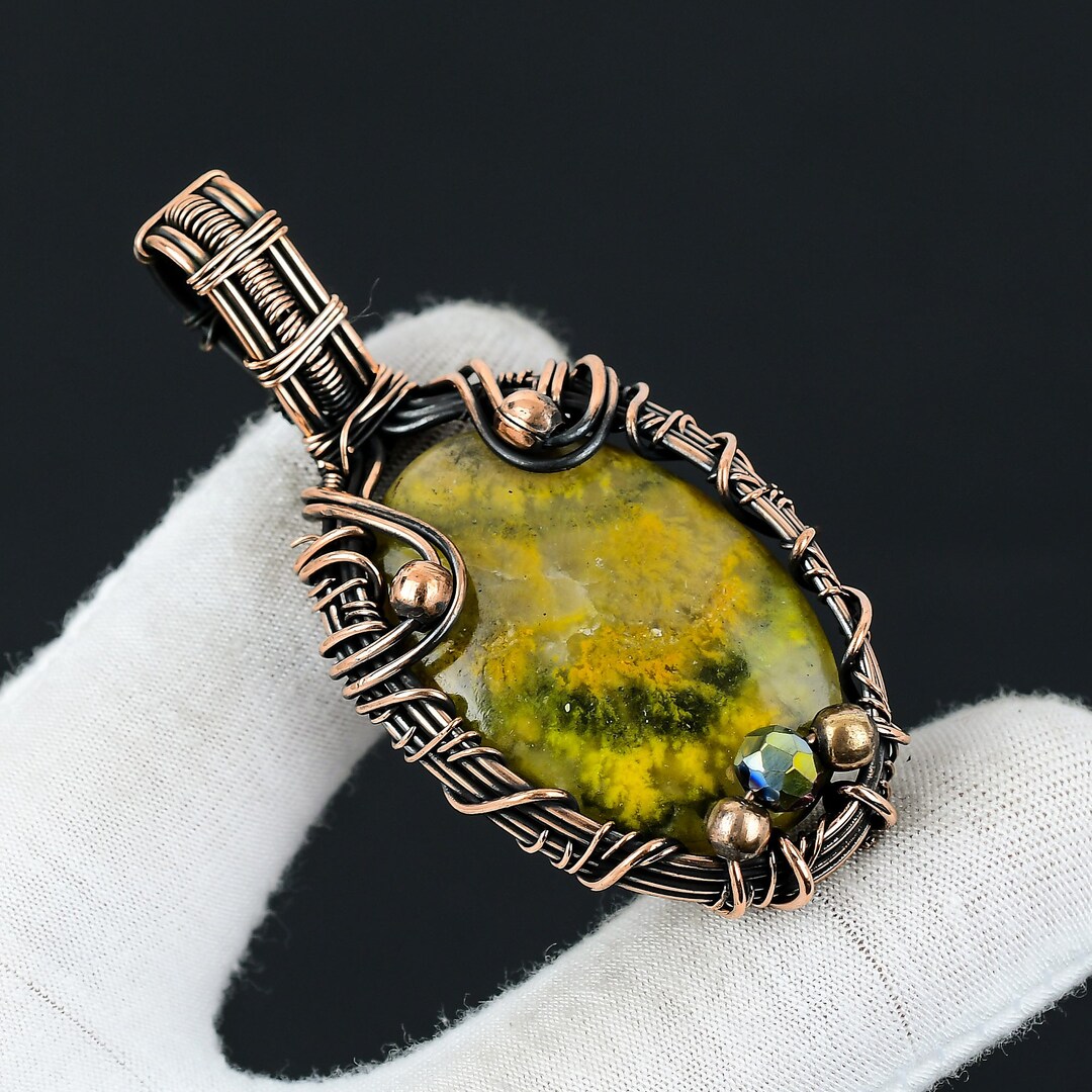 Bumble Bee Copper Wire Wrapped Pendant Gemstone Pendant Copper Jewelry ...