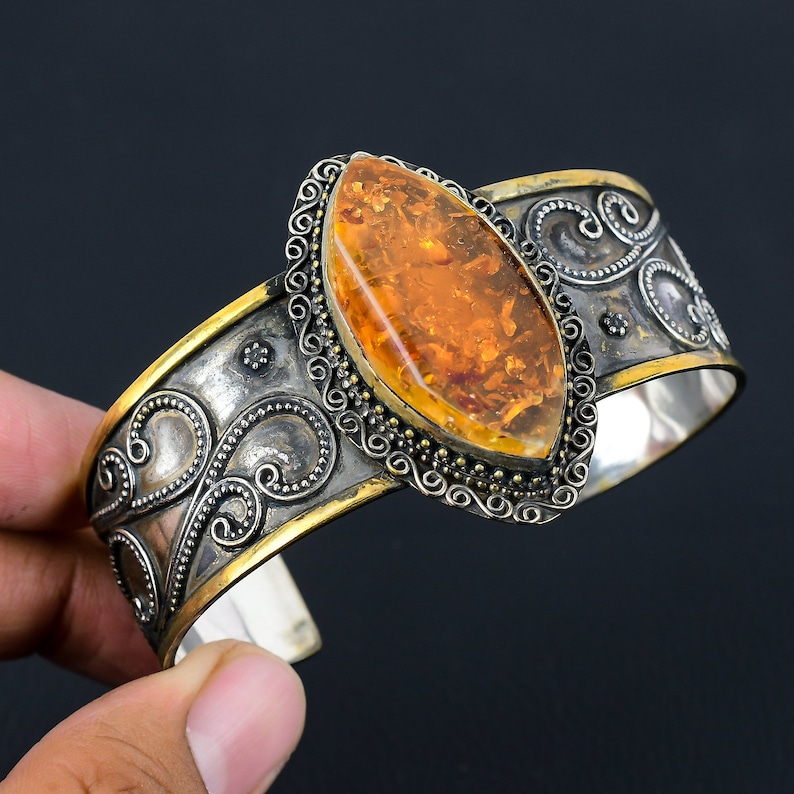 Baltic Amber Bangle 925 Sterling Silver Bracelet Adjustable Bangle ...