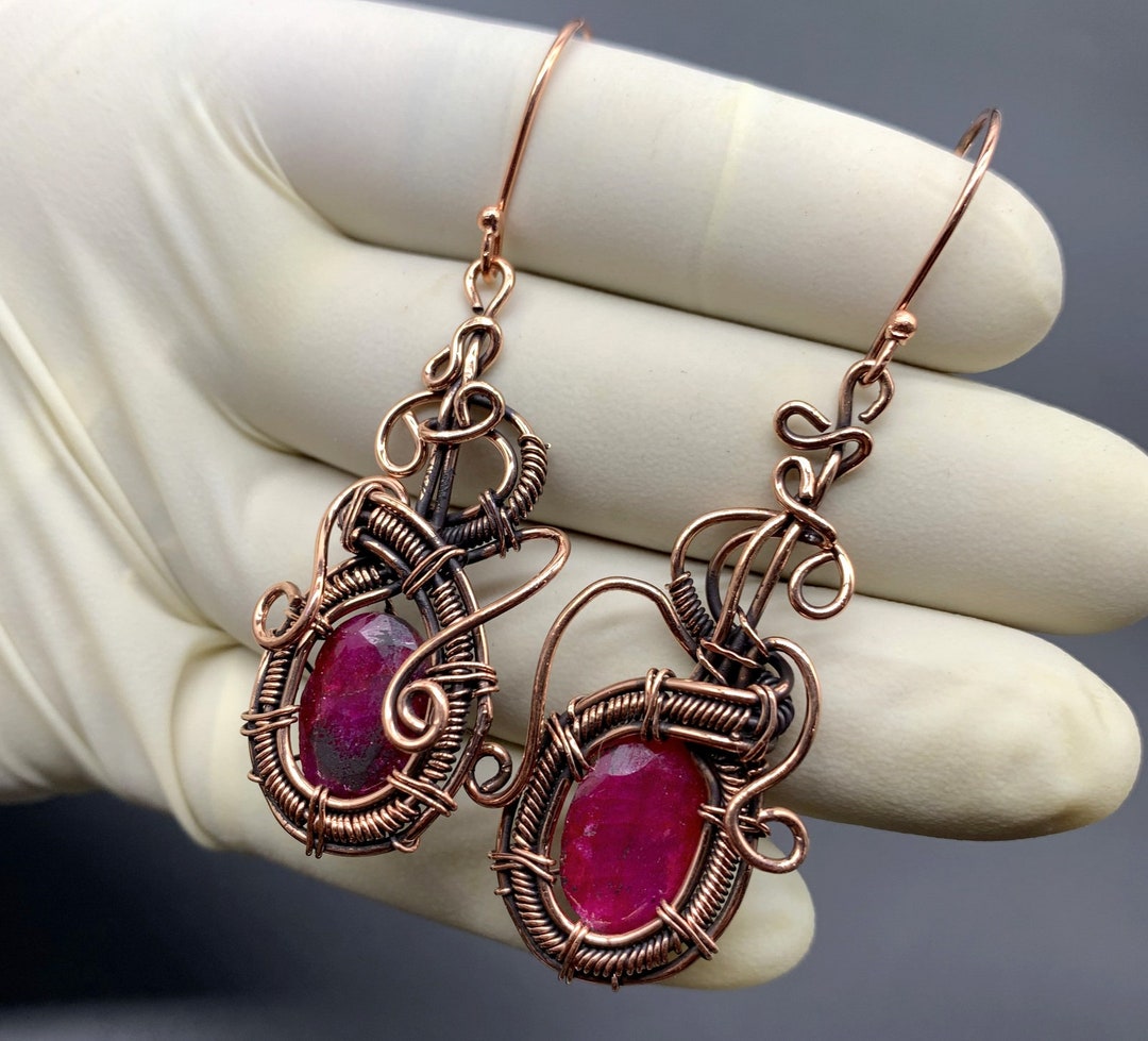 Kashmere RED RUBY Facettierter Edelstein-Kupferdraht umwickelt Super ...