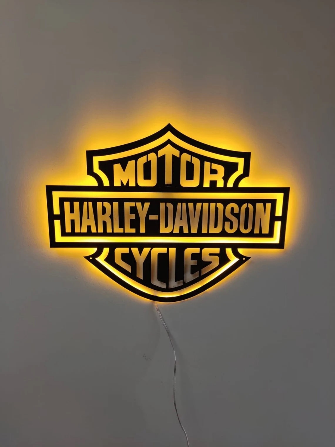 Harley Davidson Metal Led Wall Sign Not Wood Or Mdf Lighted Etsy