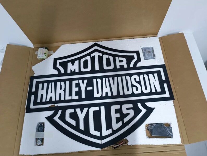 Harley Davidson Metal Led Wall Sign Not Wood Or Mdf Lighted Etsy