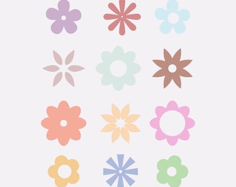 Retro Flower Shapes SVG, Flower SVG, Daisy Flower PNG, Retro Daisy Svg ...