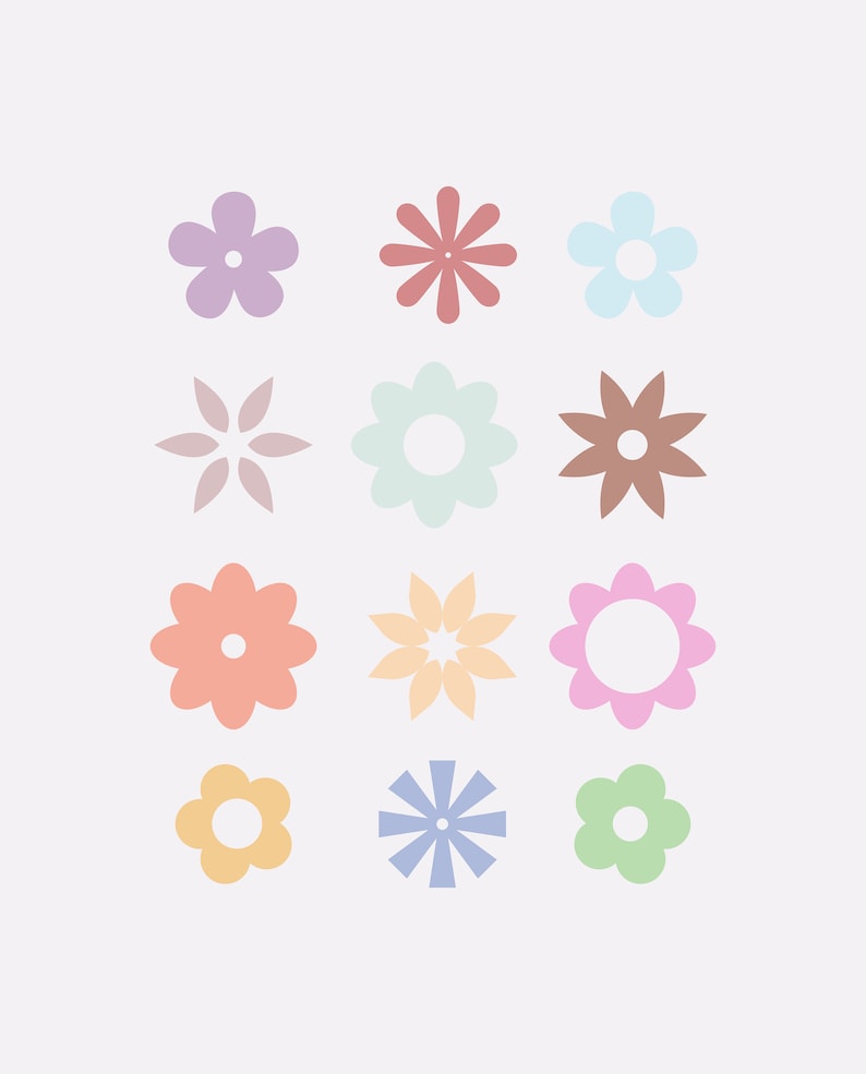 Retro Flower Shapes SVG Flower SVG Daisy Flower PNG Retro - Etsy