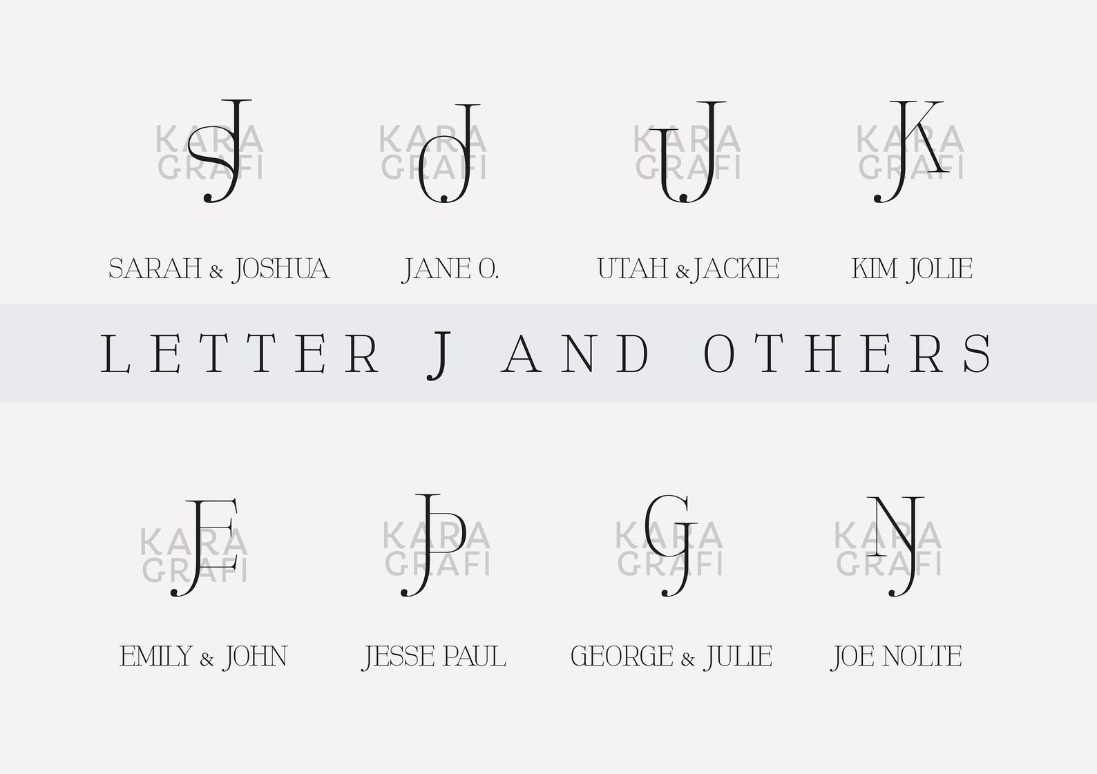 Letter J and All Its Variations, 2 Letter Monogram, Couples Initials ...
