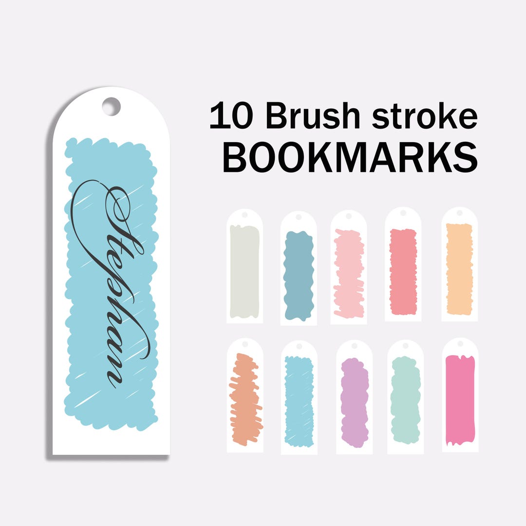 10 Paint Brush Stroke Svg, Bookmark Svg, Acrylic Bookmark Svg, Bookmark ...