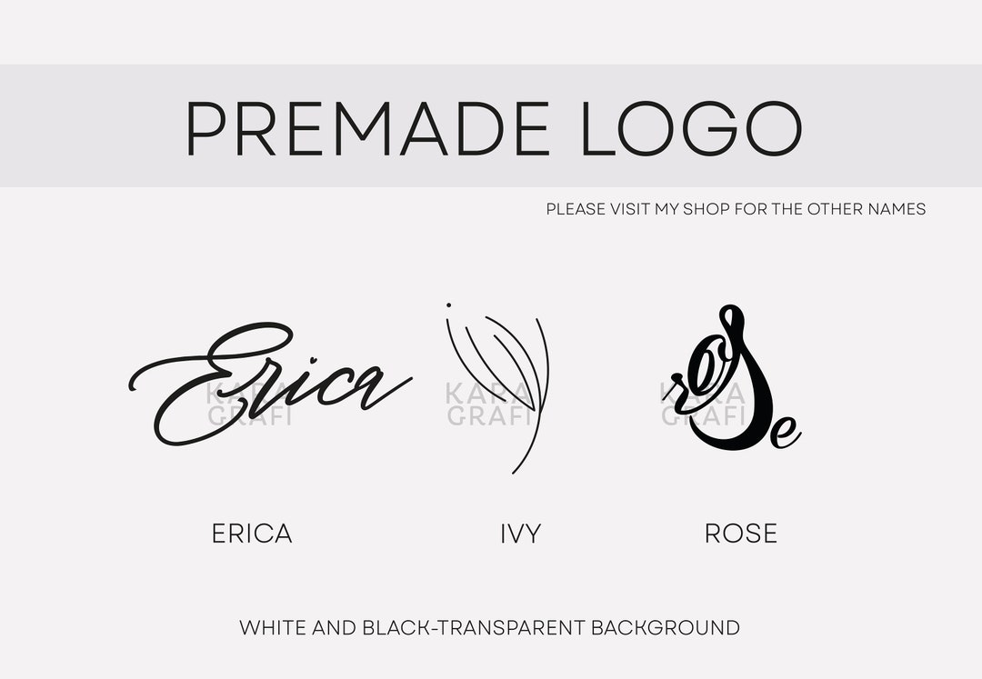 PREMADE Name Logo Design for Erica, Ivy, Rose Tattoo Logo Design,word ...