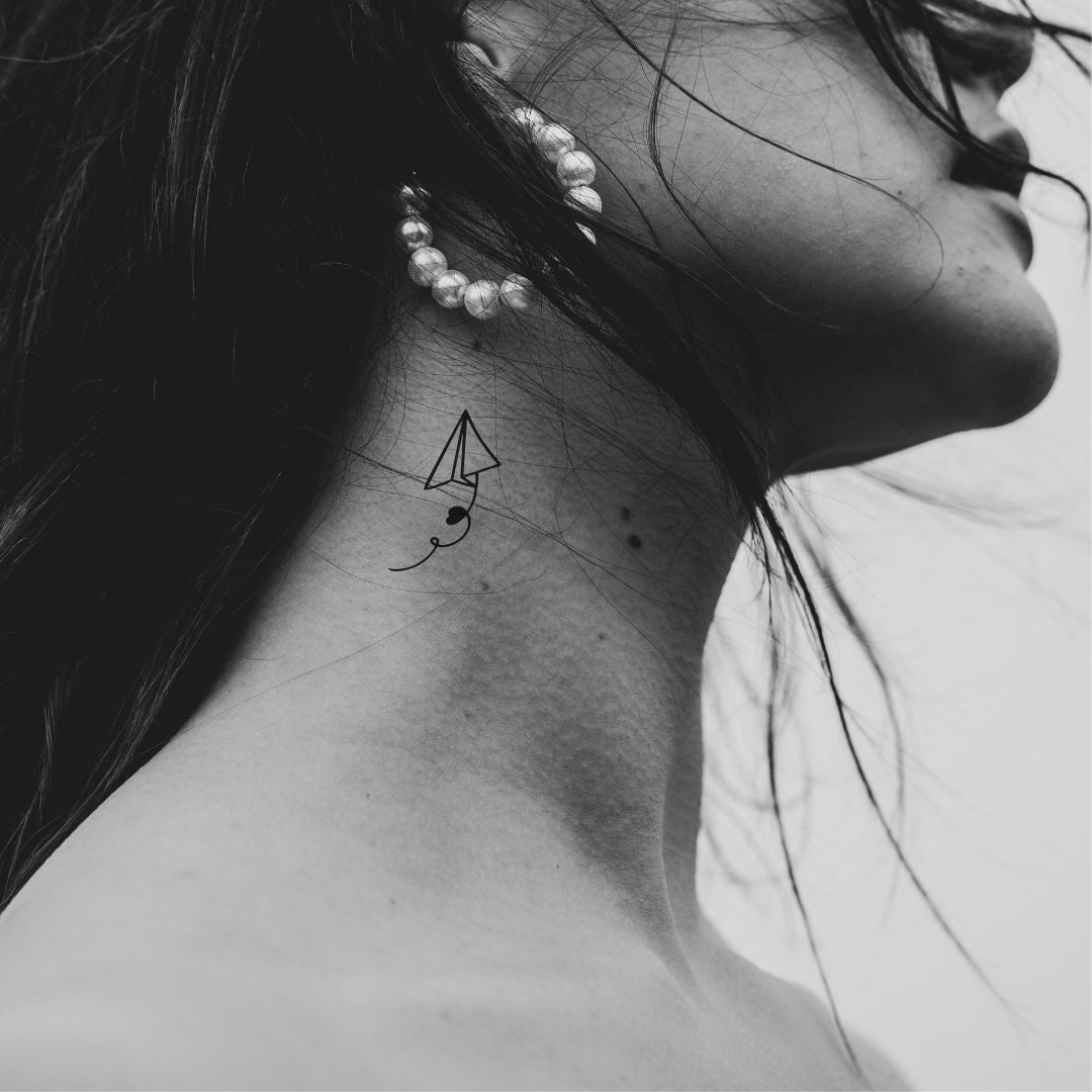 Paper Plane Heart Semi Permanent Tattoo Temporary Tattoo Custom 2 Week ...
