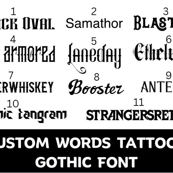 Gothic Font Temporary Tattoo - Etsy