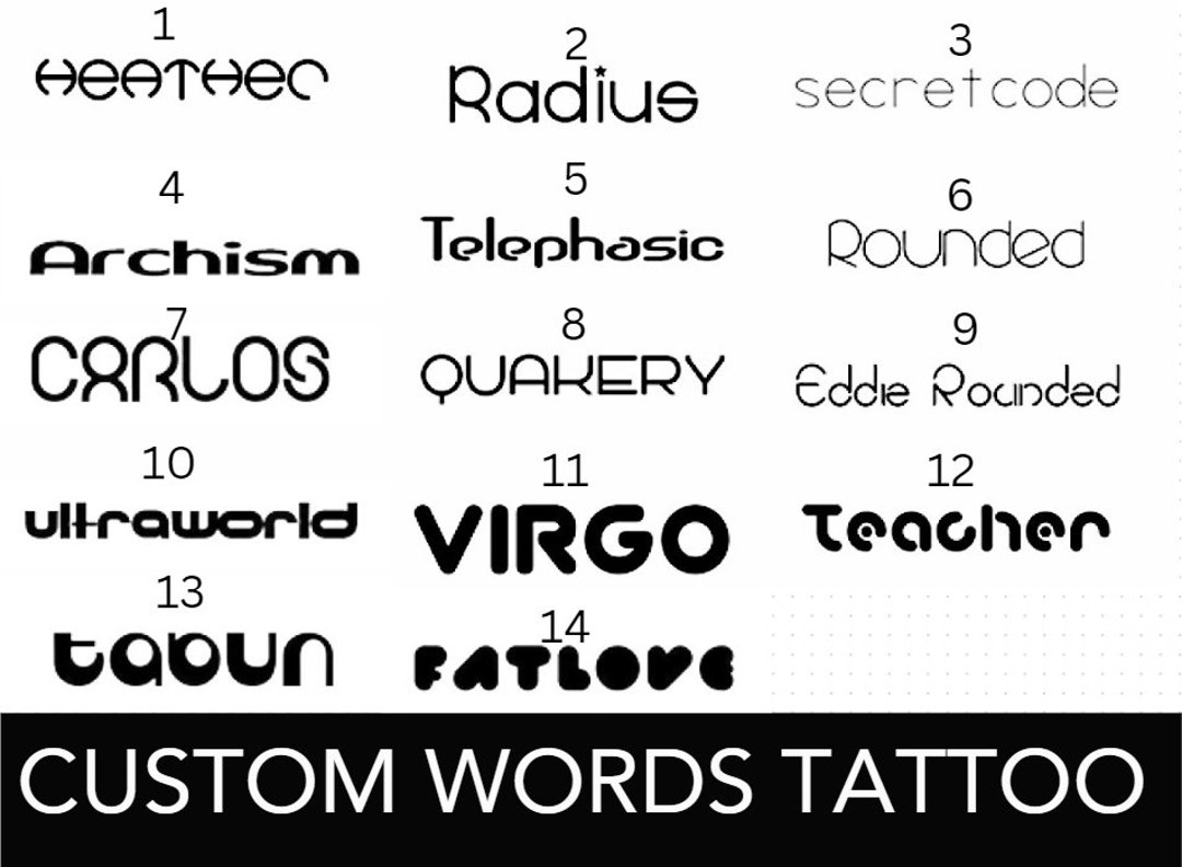 Custom Words Tattoo / Personalized Hand Writing Font Tattoo Sticker ...