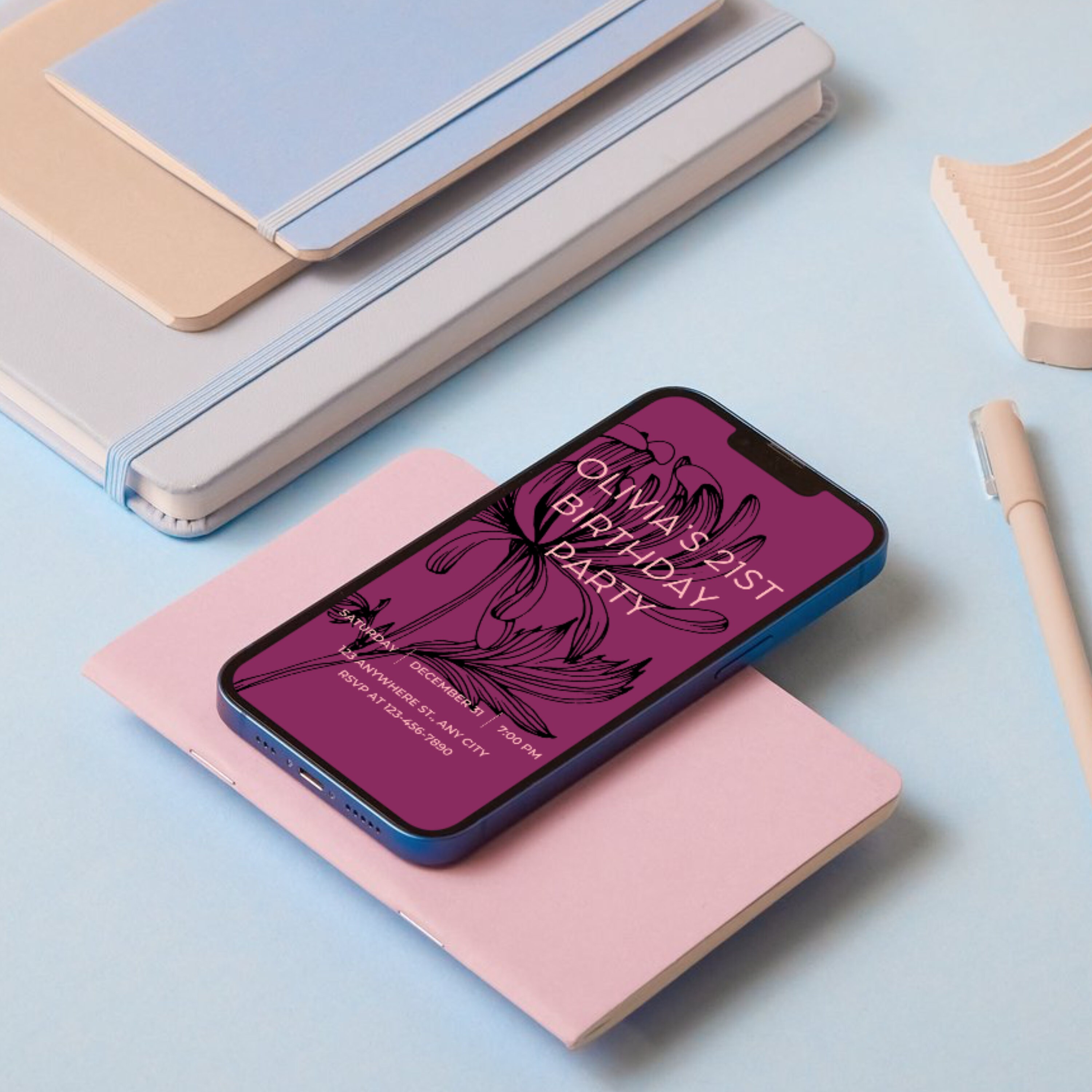 Editable Template Invitation Birthday Use on Your Phone or Printed in ...