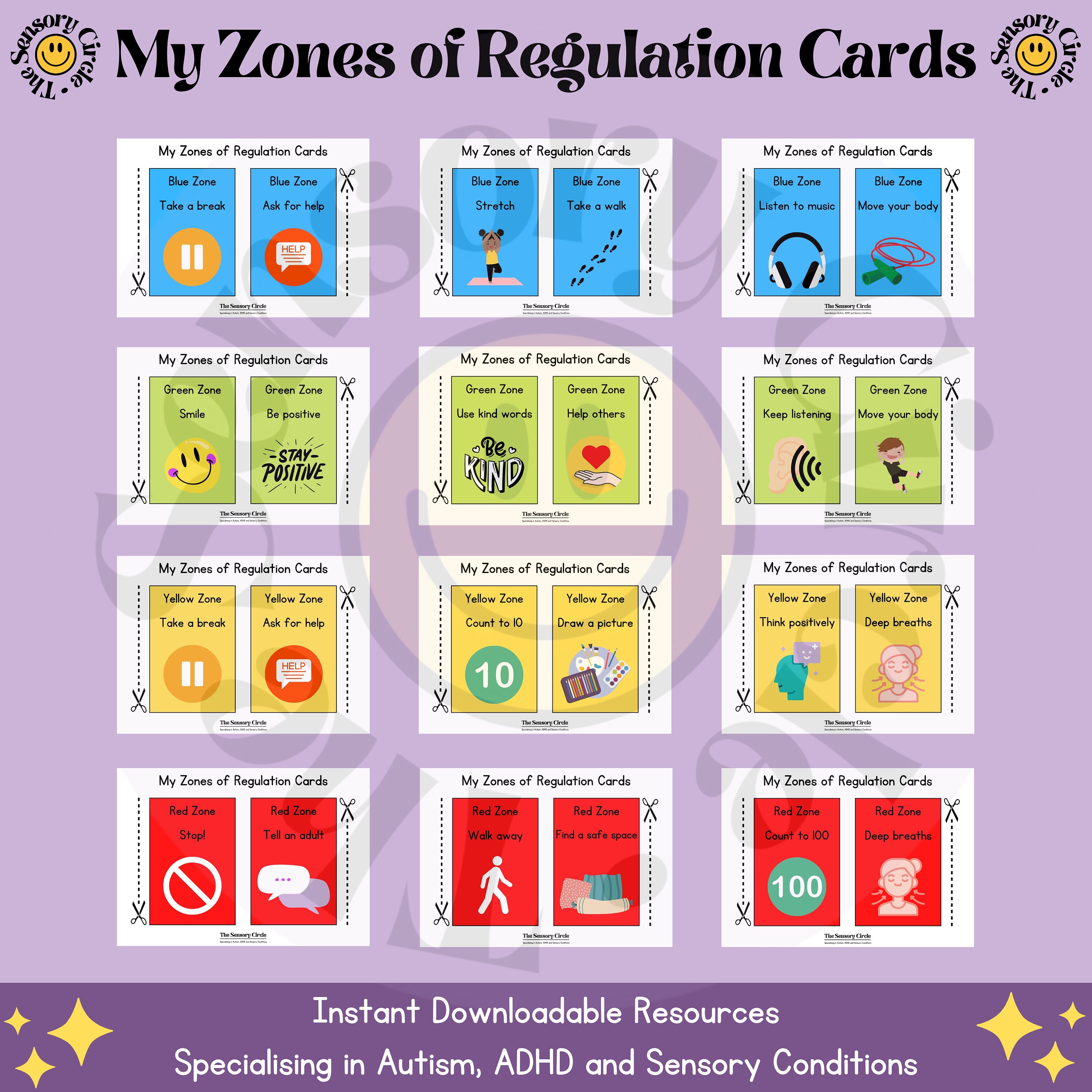 My Zones of Regulation Cards Educational SEN Resource Autism, ADHD and ...