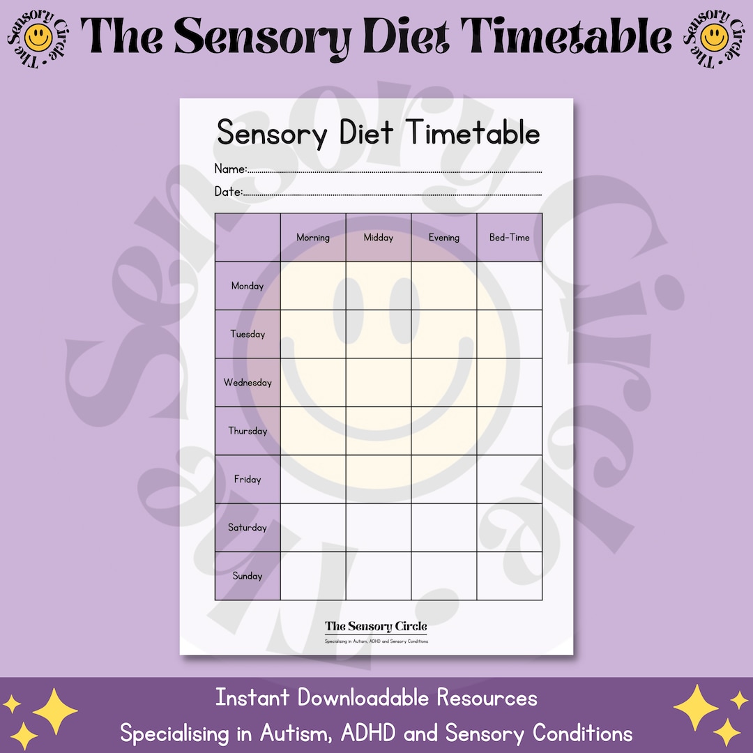 The Sensory Diet Timetable Educational SEN Resource Autism, ADHD and ...