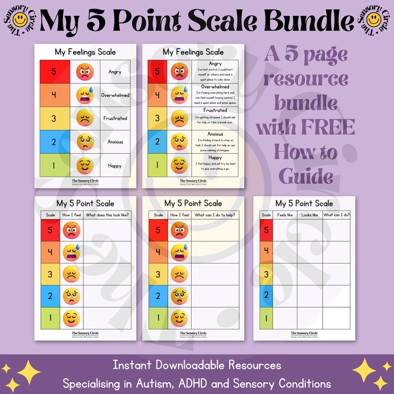 My 5 Point Scale Emoji Bundle Educational SEN Resource - Etsy
